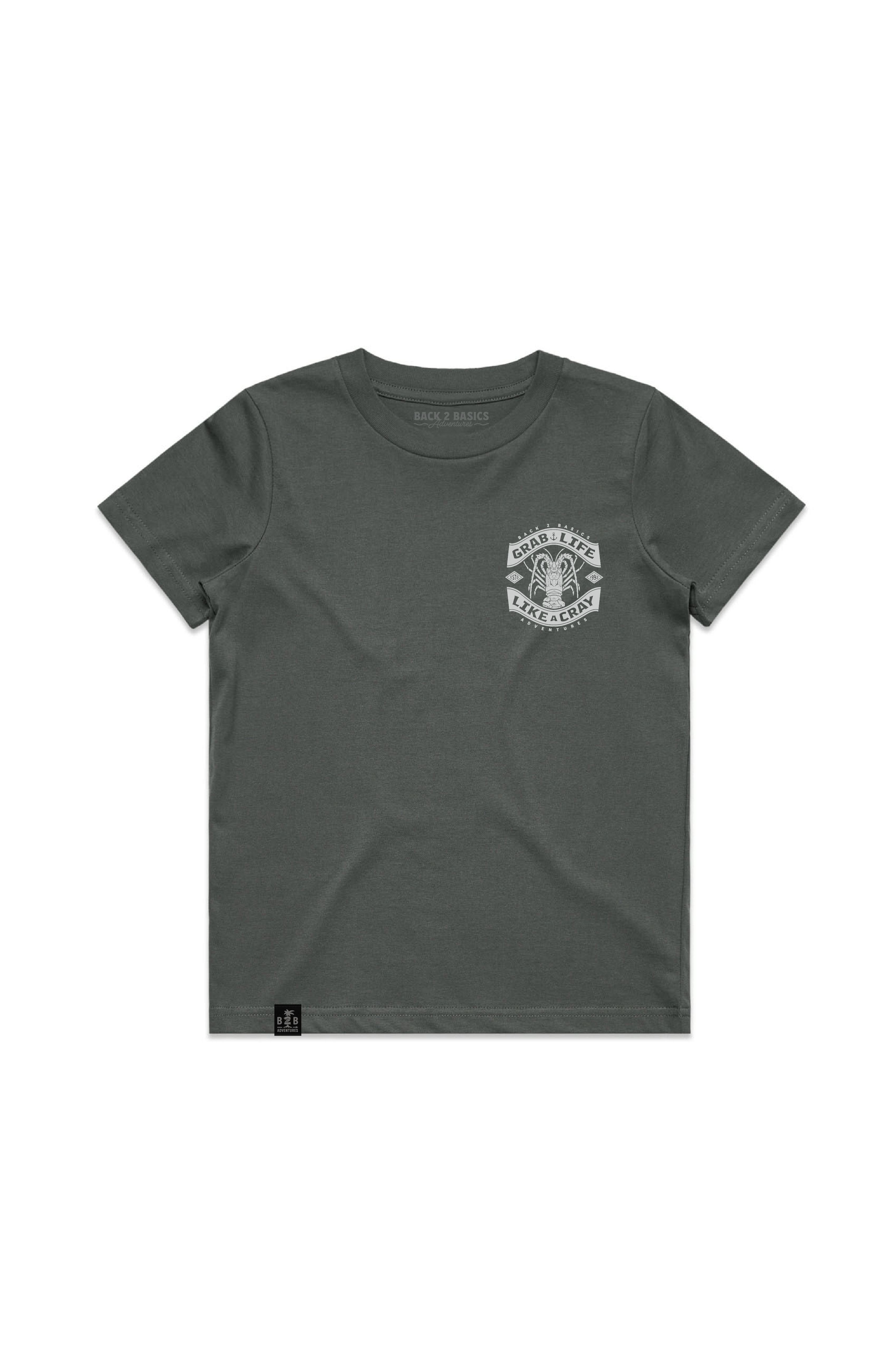 Kids Grab Life Like A Cray Tee - Charcoal – B2B Adventures