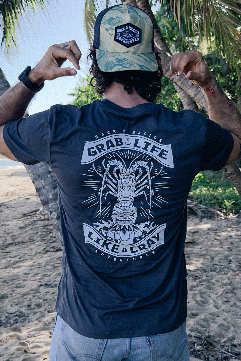 Grab Life Like A Cray Tee - Charcoal – B2B Adventures