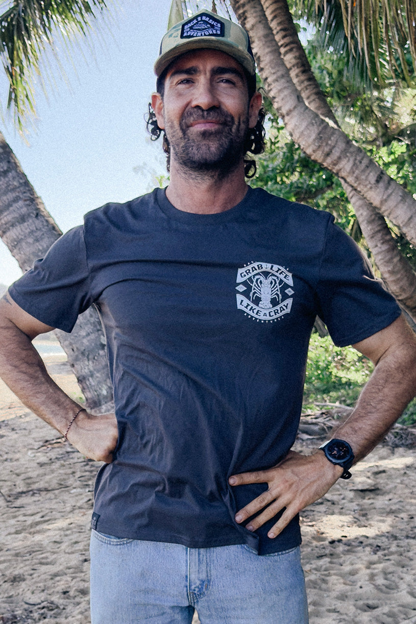 Grab Life Like A Cray Tee - Charcoal – B2B Adventures
